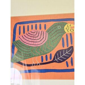 Art | Panamanian Mola Cloth Bird Design Framed Wall Art Colorful ...